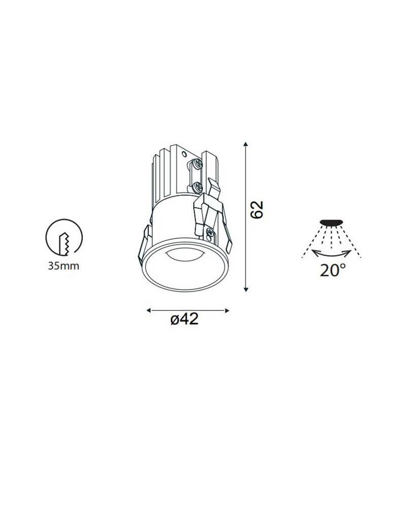 Recessed LED downlight 7W aluminum 4000K IP54