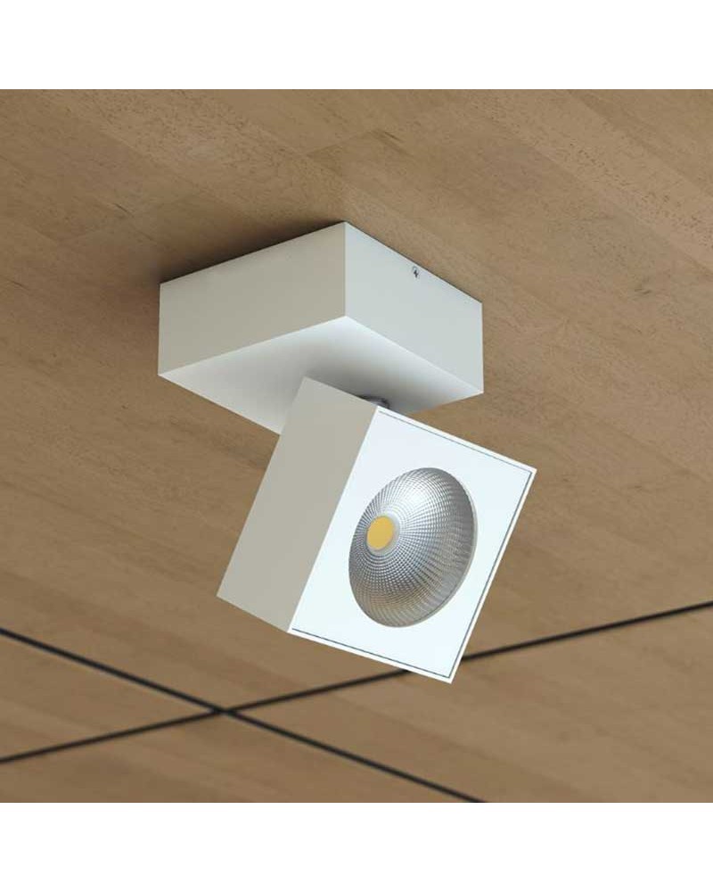 Mini wall and ceiling cube spotlight 7.5cm Tilting 90º white aluminum ...