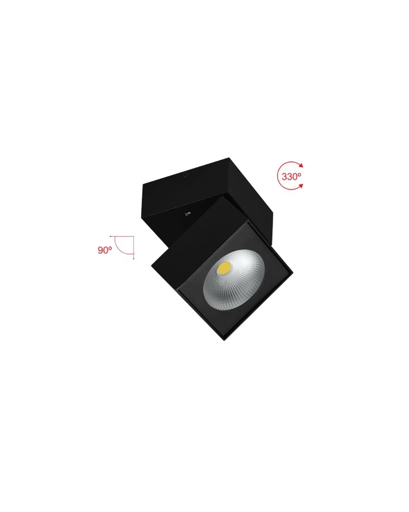 Mini wall and ceiling cube spotlight 7.5cm Tilting 90º black aluminum ...