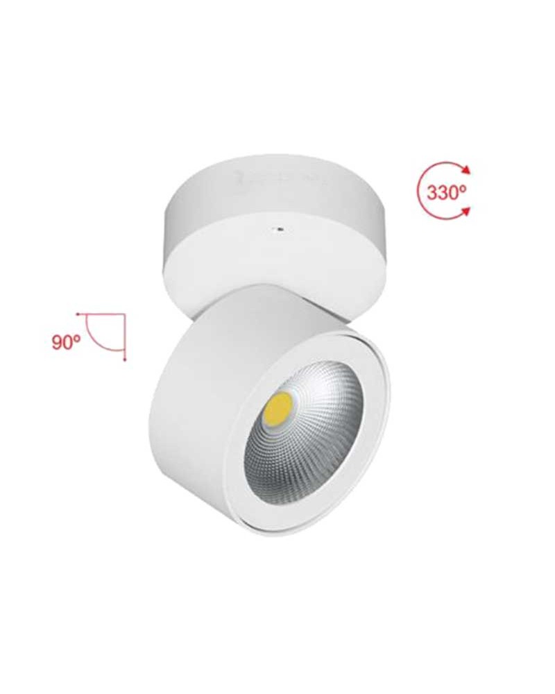 Cylinder or wall and ceiling spotlight 10cm white LED 14W Aluminum ...