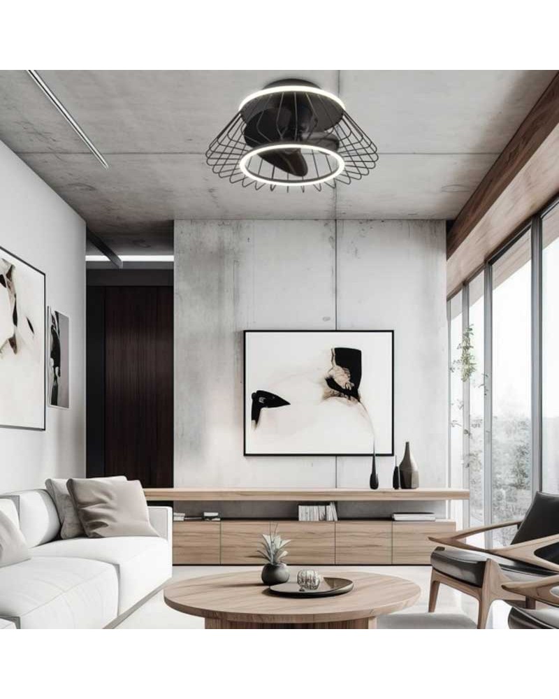 Black ceiling fan 20W Ø50cm CCT LED light 31W remote control DIMMABLE ...