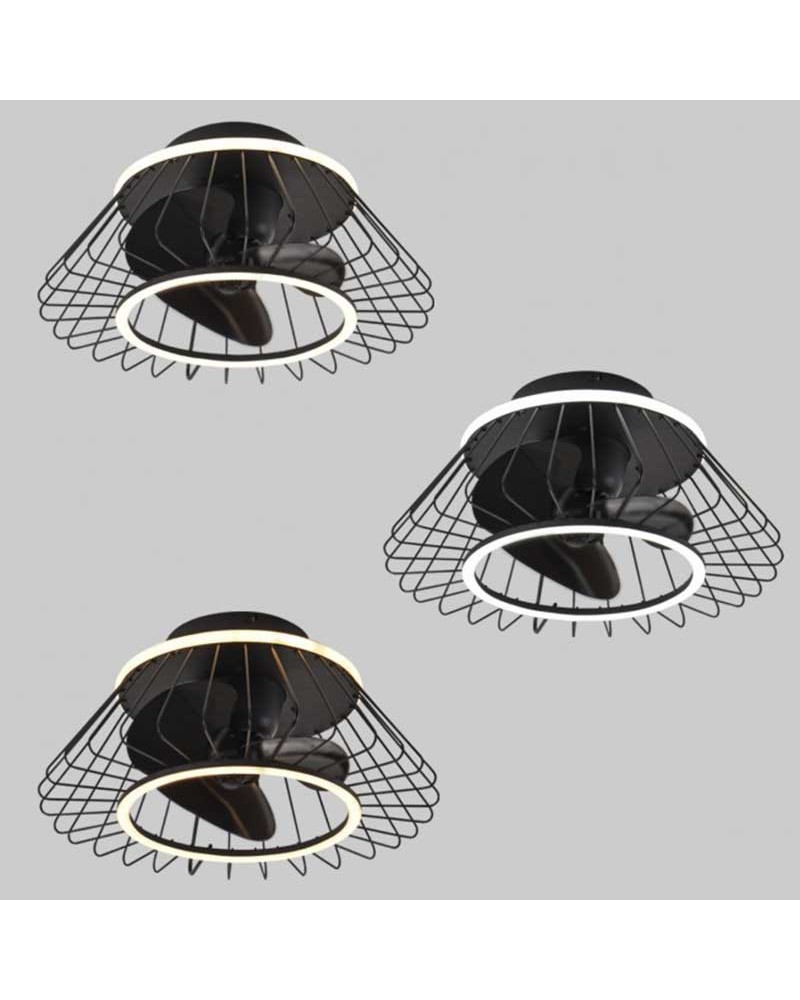 Black ceiling fan 20W Ø50cm CCT LED light 31W remote control DIMMABLE ...