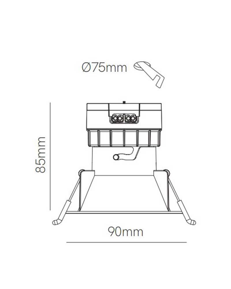 Downlight 8W LED 9cm round recessed CCT SWITCH IP44