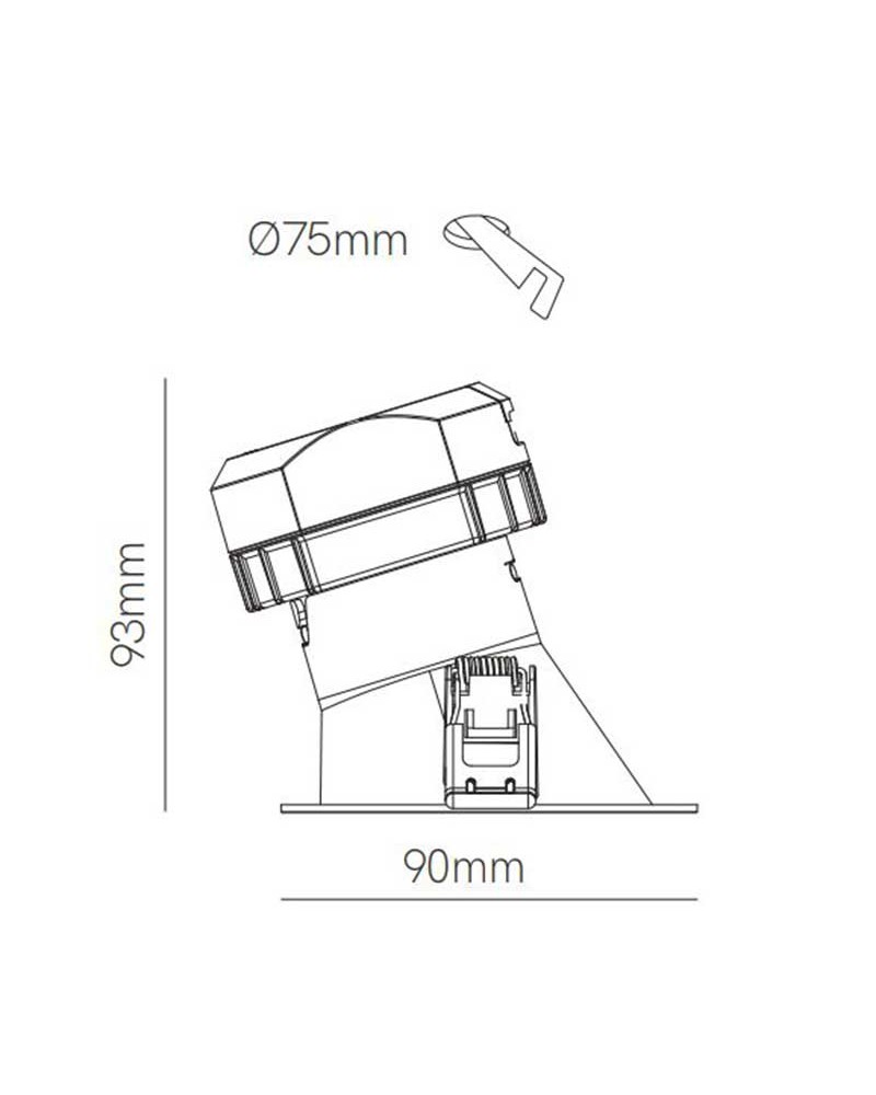 Downlight 8W LED 9cm round asymmetrical recessed CCT SWITCH IP44