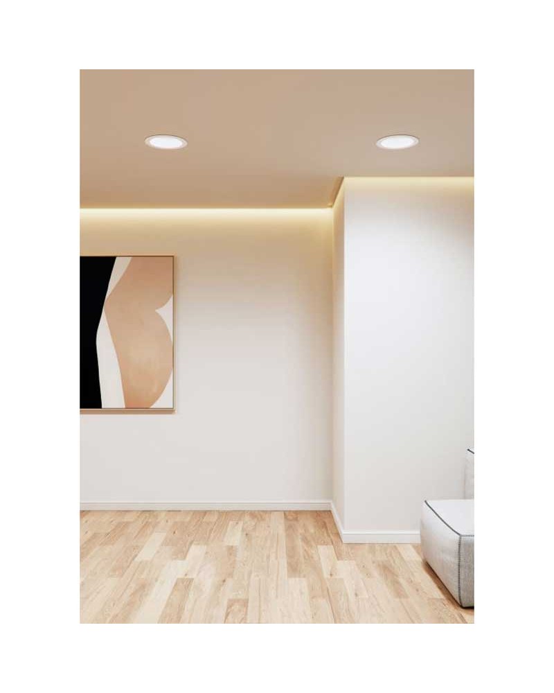 LED downlight ring 25W round white polycarbonate recessed 23cm CCT ...