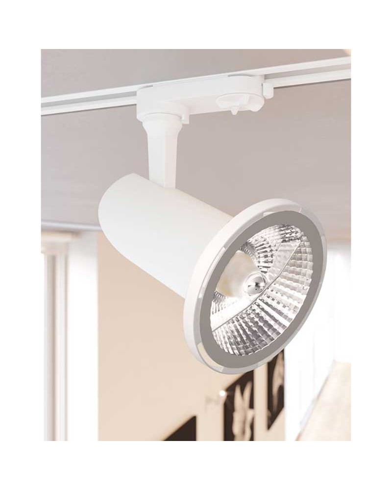 Three-phase track spotlight 6cm AR111 foldable white Aluminum