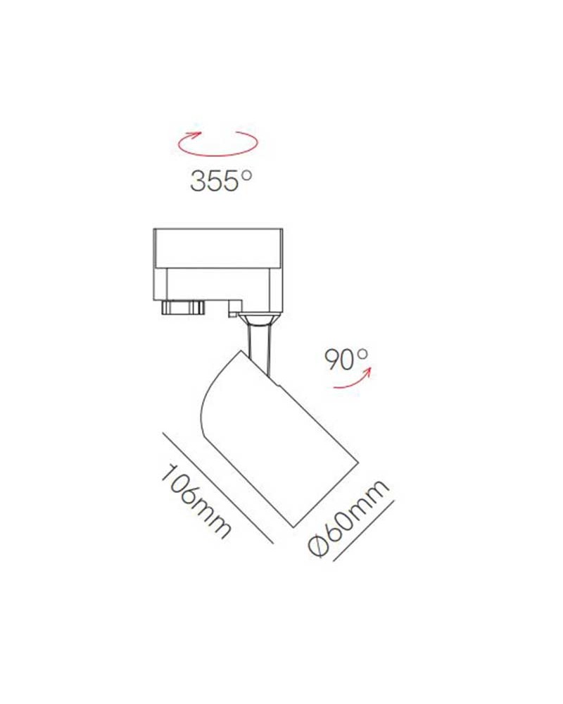 Three-phase track spotlight 6cm AR111 foldable white Aluminum