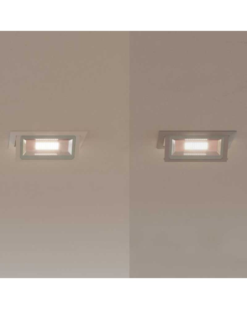 Recessed rectangular LED wall spotlight 23cm 40W 3000K tilting