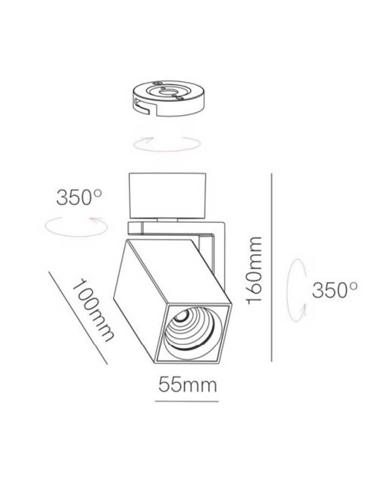 Foco orientable 5,5cm forma cuadrada aluminio LED 8W CCT Switch 2700K ...