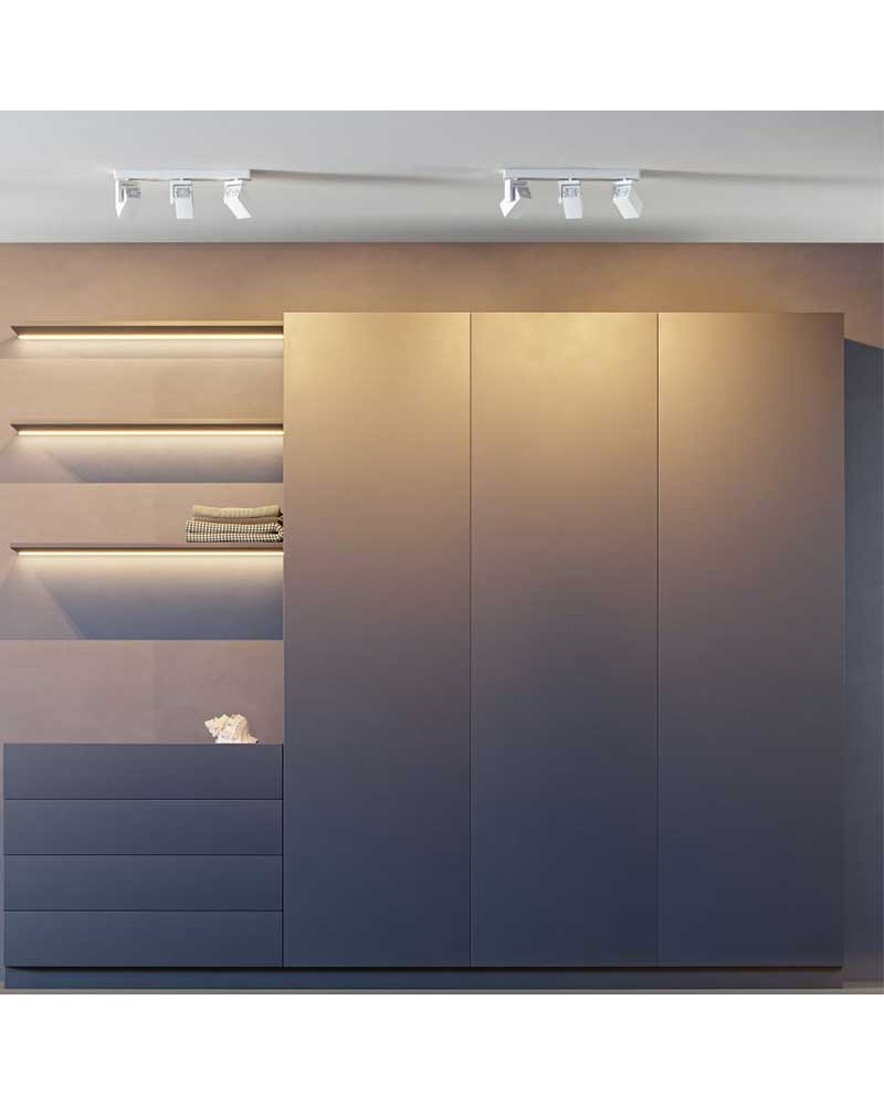 Strip with 3 adjustable spotlights 45cm square shape aluminum GU10