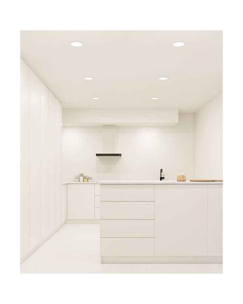 LED downlight 14W round white polycarbonate recessed 15cm IP40 Dimmable