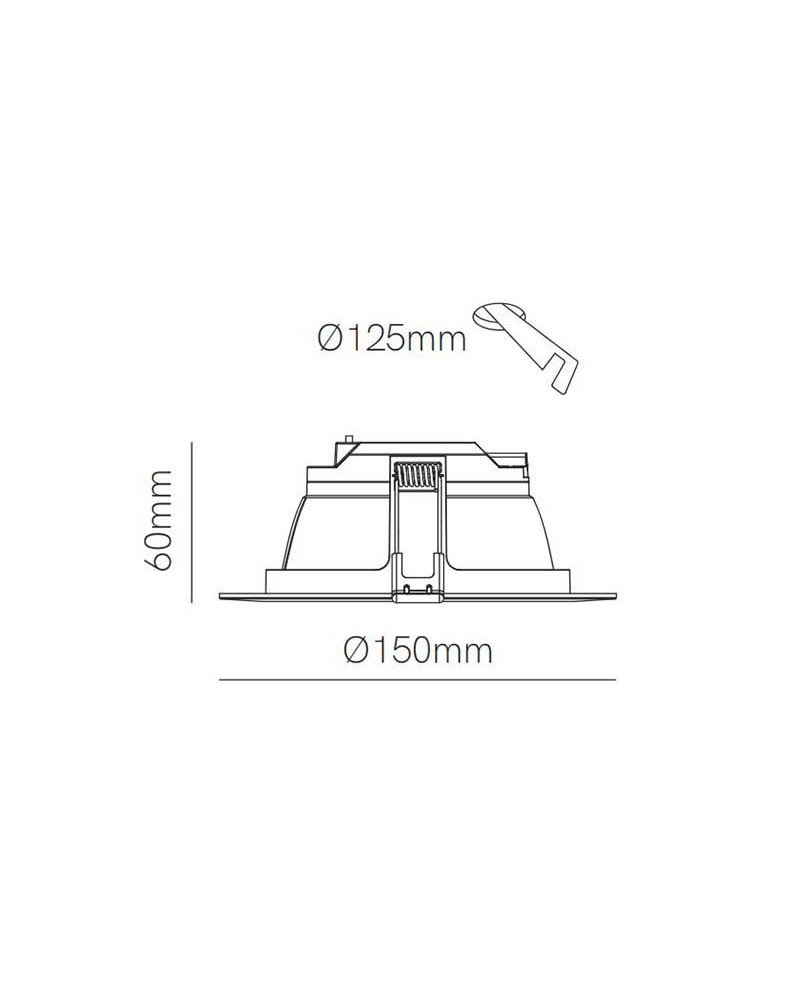 LED downlight 14W round white polycarbonate recessed 15cm IP40 Dimmable