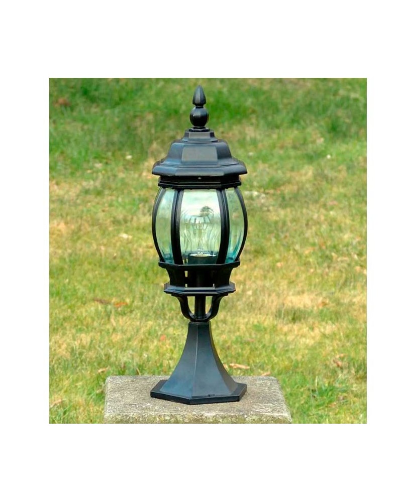 IP44 E27 black aluminum beacon wall mount with curved glass diffuser