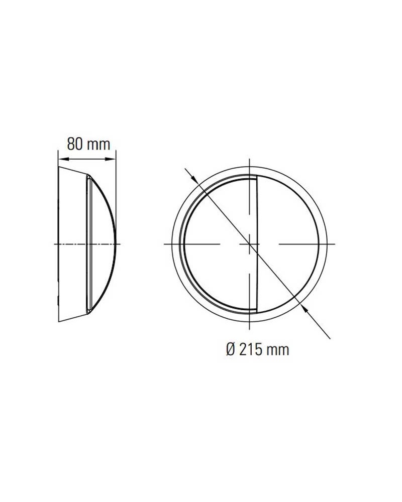 Black round outdoor wall light 21.5cm diameter LED 14W 3000K/4000K ...
