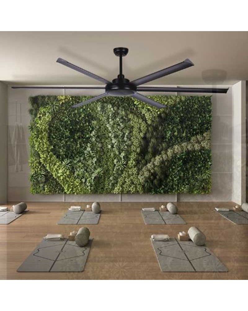 Black industrial ceiling fan with 6 blades Ø254cm programmable with 6 ...