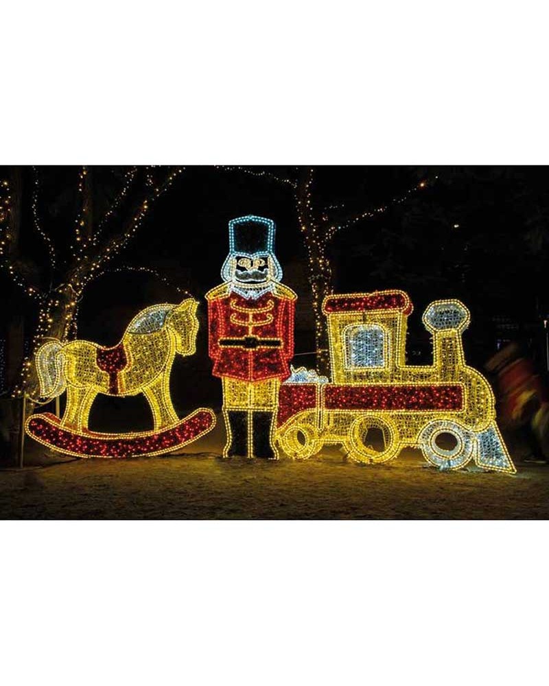3D Christmas figure train warm, white and red light 2.43 meters wide ...
