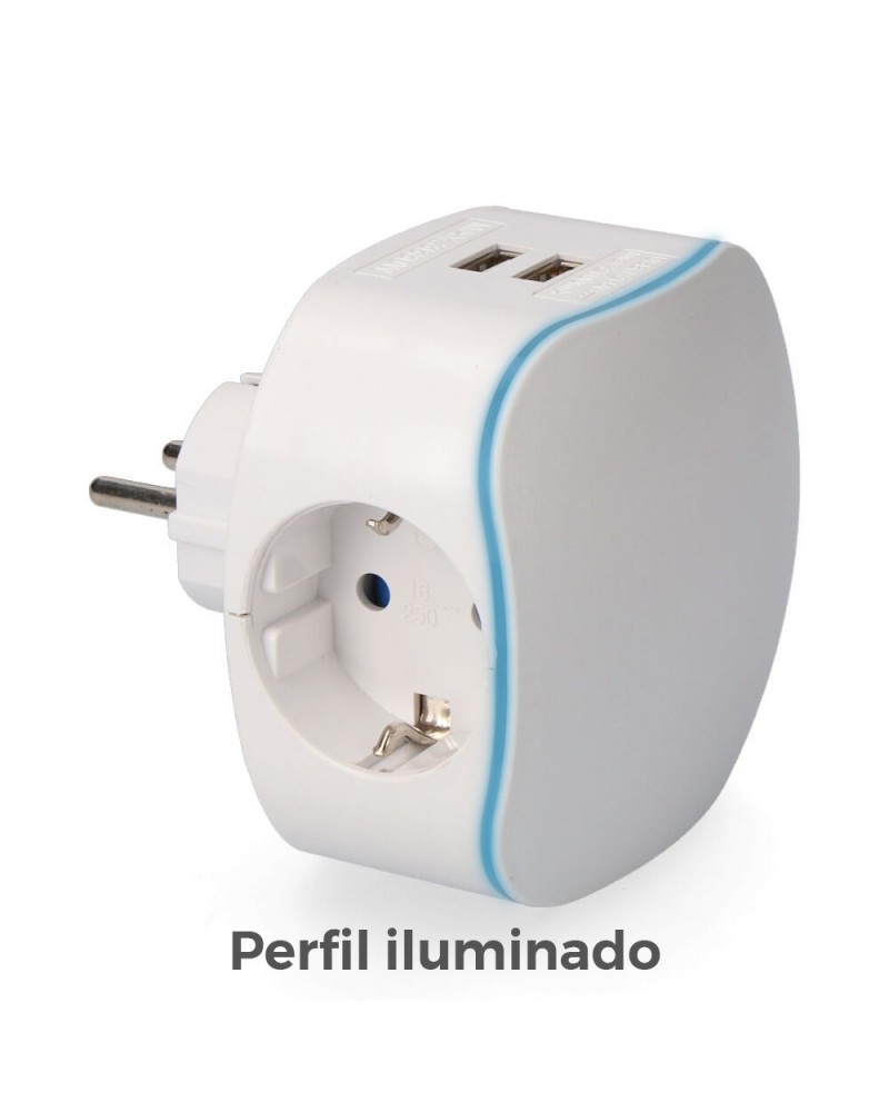 Triple adapter with 3 Schuko plug sockets and side outlets + 2 USB ...