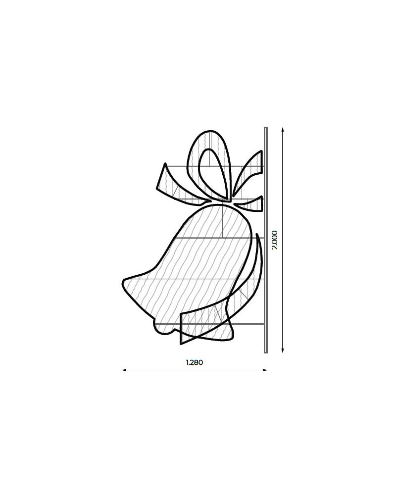 Luminous Christmas figure, vertical bell for street lamps, 200cm, warm ...