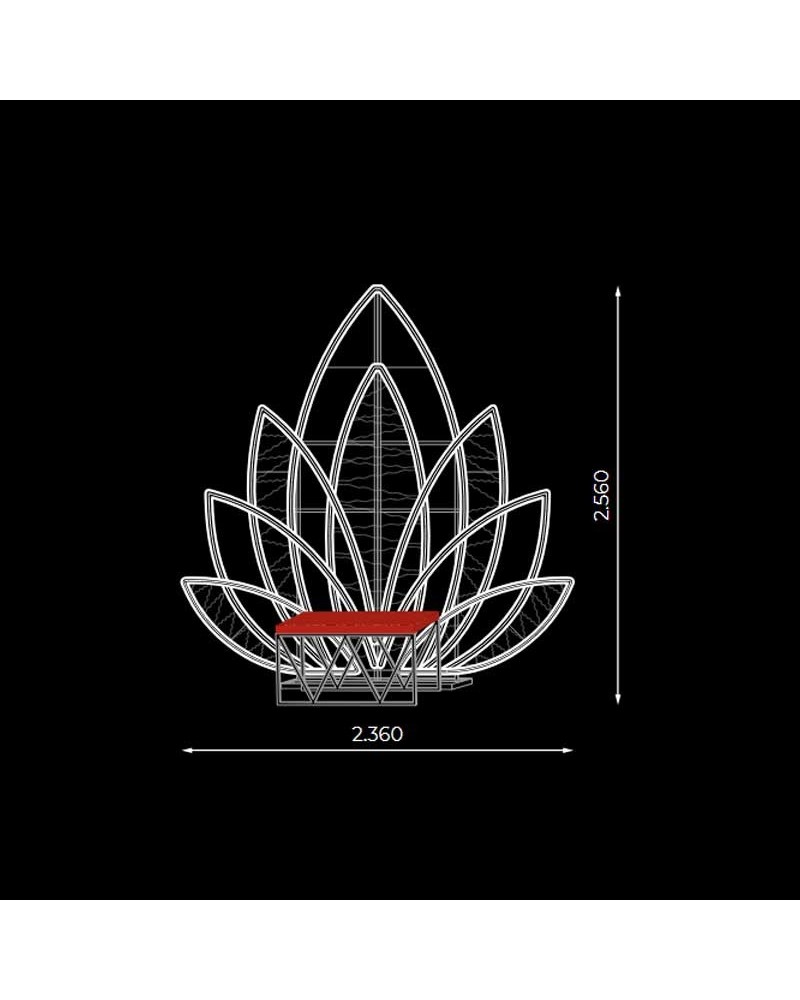 Lotus flower 3D photocall throne, 2.56m, 24V, warm-colored flashing LED ...