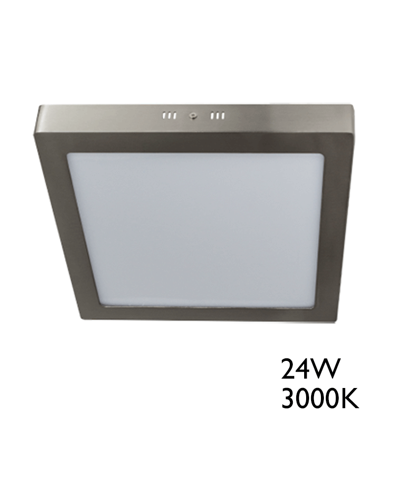 Mini square downlight with gray frame surface 30x30cm 24W LED