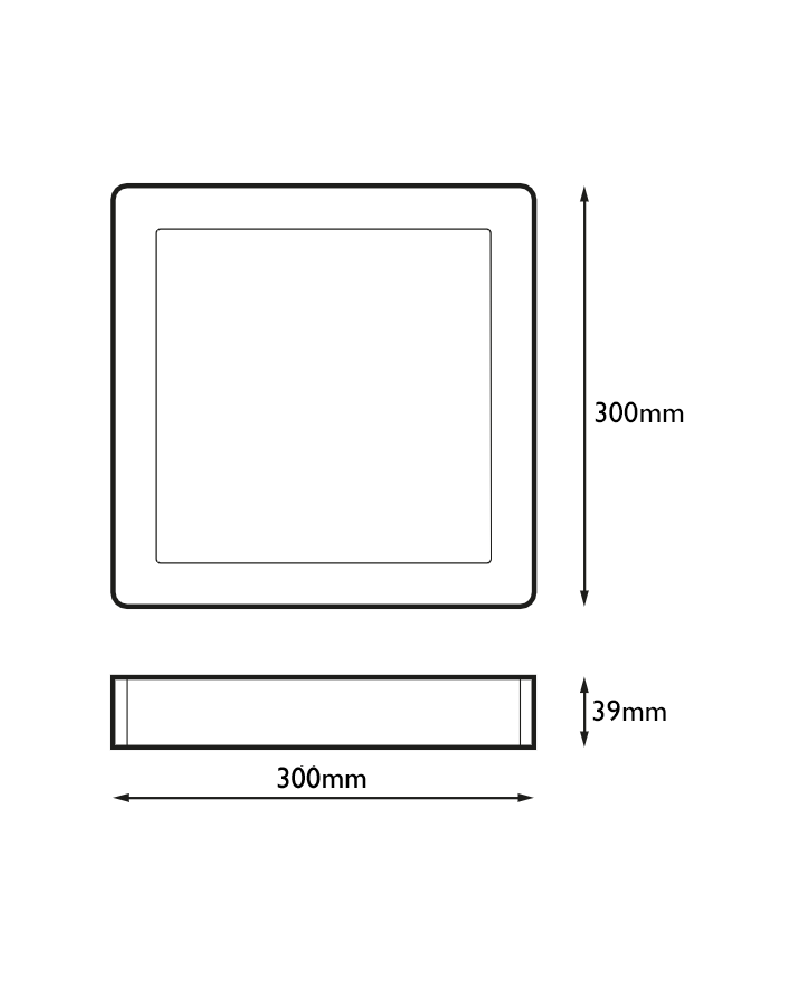 Mini square downlight with gray frame surface 30x30cm 24W LED