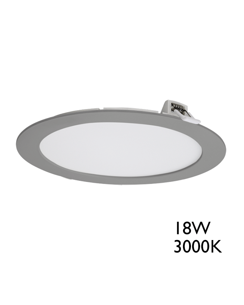 Extra-flat recessed downlight 23cm gray color 18W LED