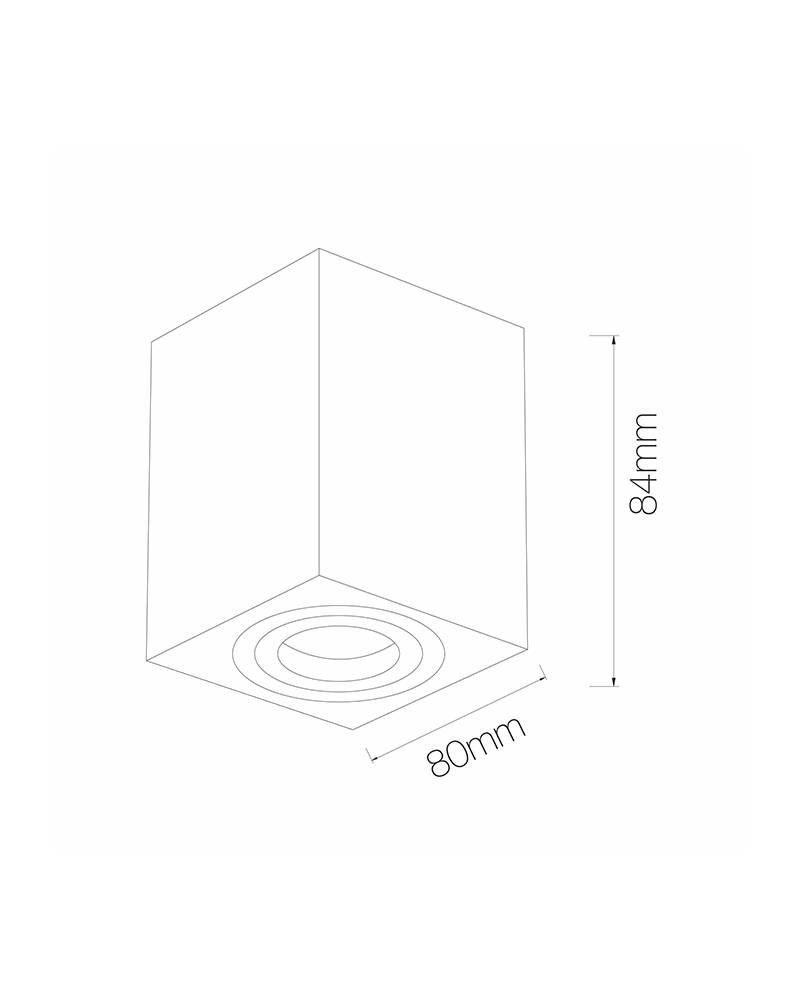 Cubic ceiling spotlight 8cm Aluminum black colour GU10 Tilting 45º