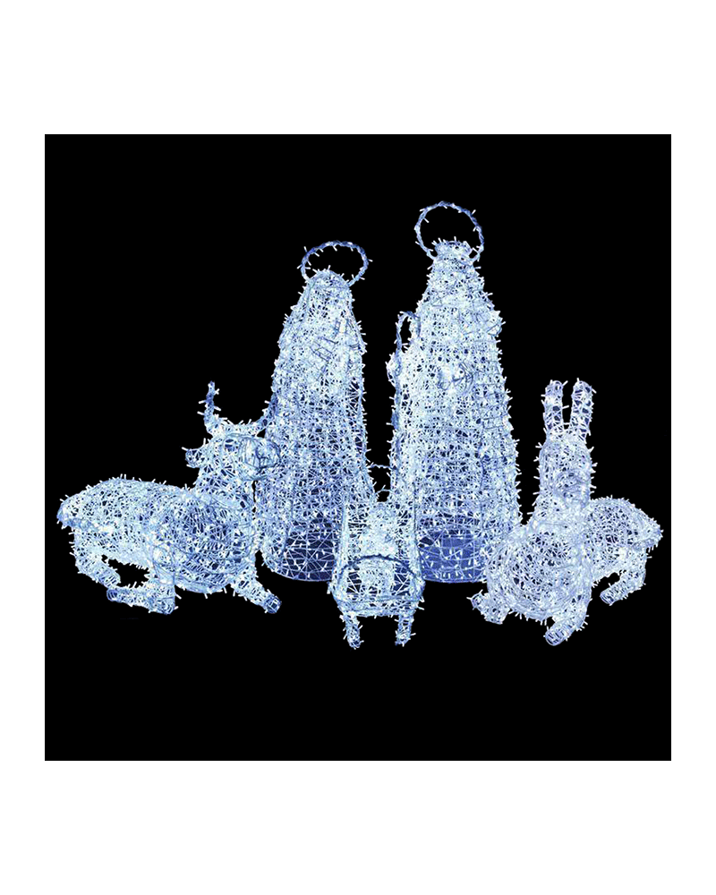 3D Christmas nativity scene with 5 LED figures IP44 for outdoor use 230V