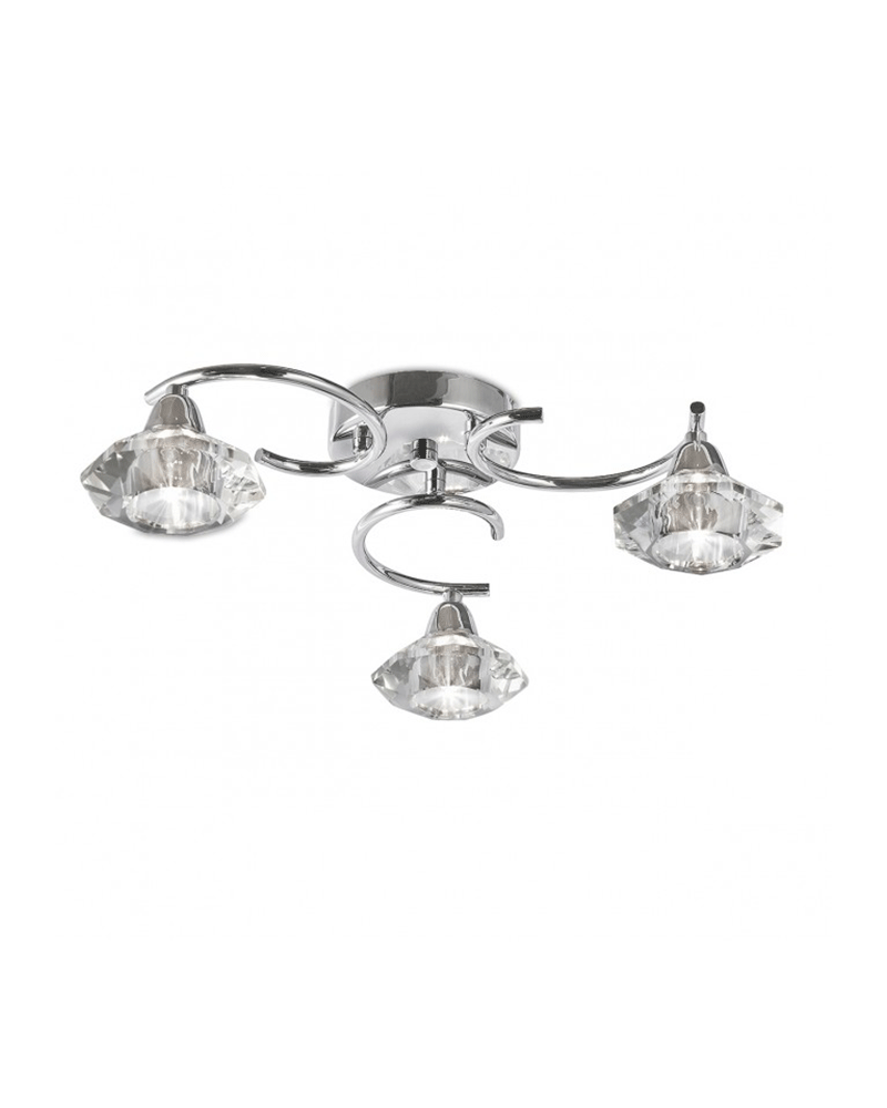 Ceiling lamp 42cm 3 crossed spotlights with diamond-shaped glass ...