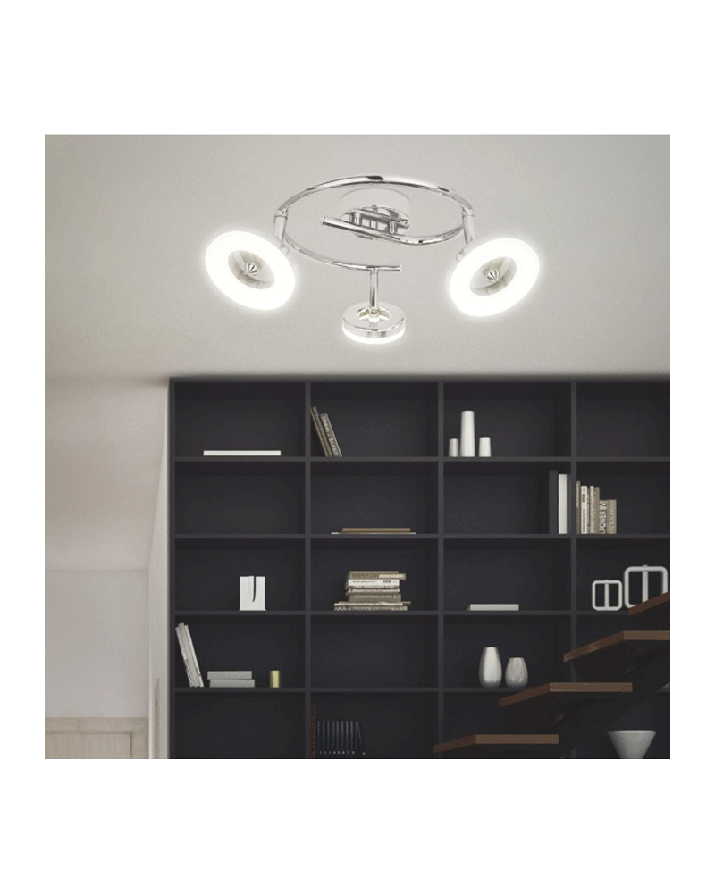 3-light strip with circular LED circle chrome finish 40cm 5w 3000k 1200Lm