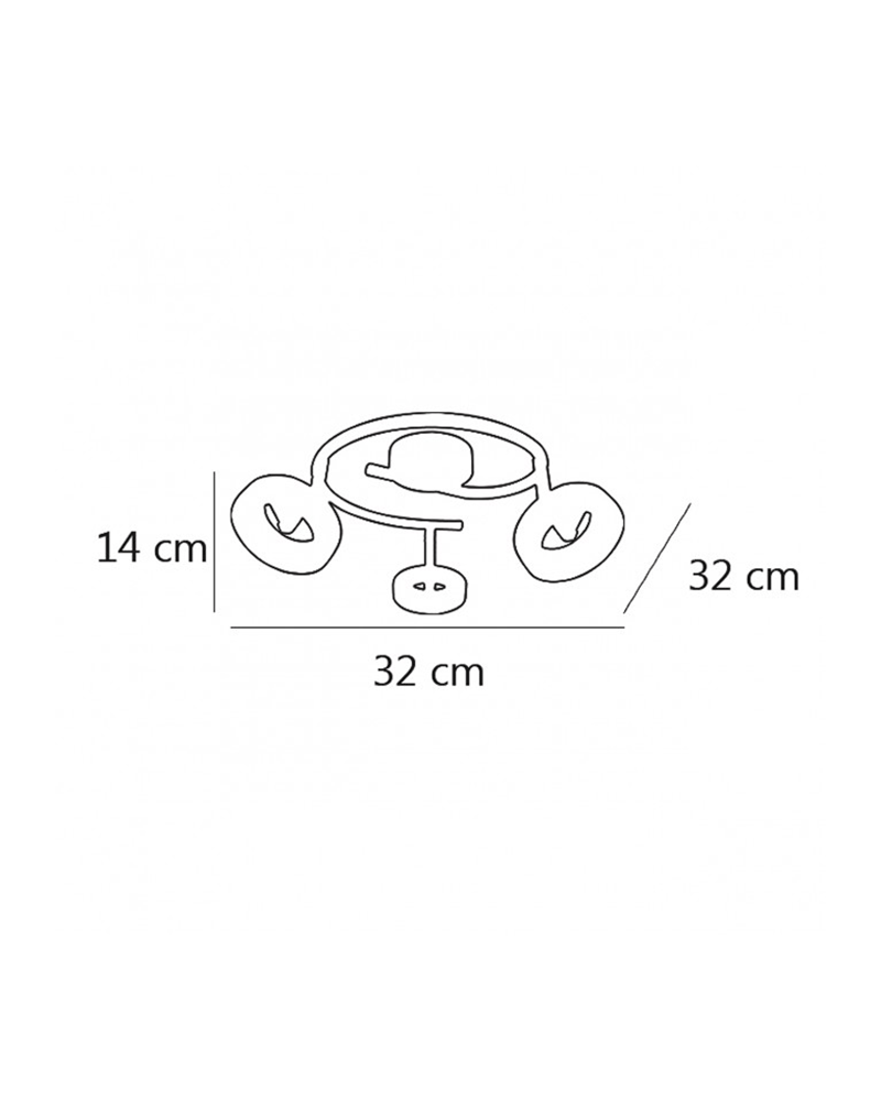 3-light strip with circular LED circle chrome finish 40cm 5w 3000k 1200Lm