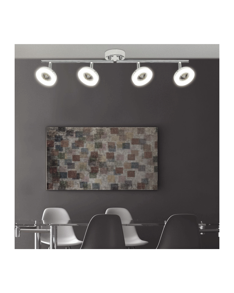 Strip. 4 LED circle lights chrome finish 5W 3000K 1600 Lm 79cm