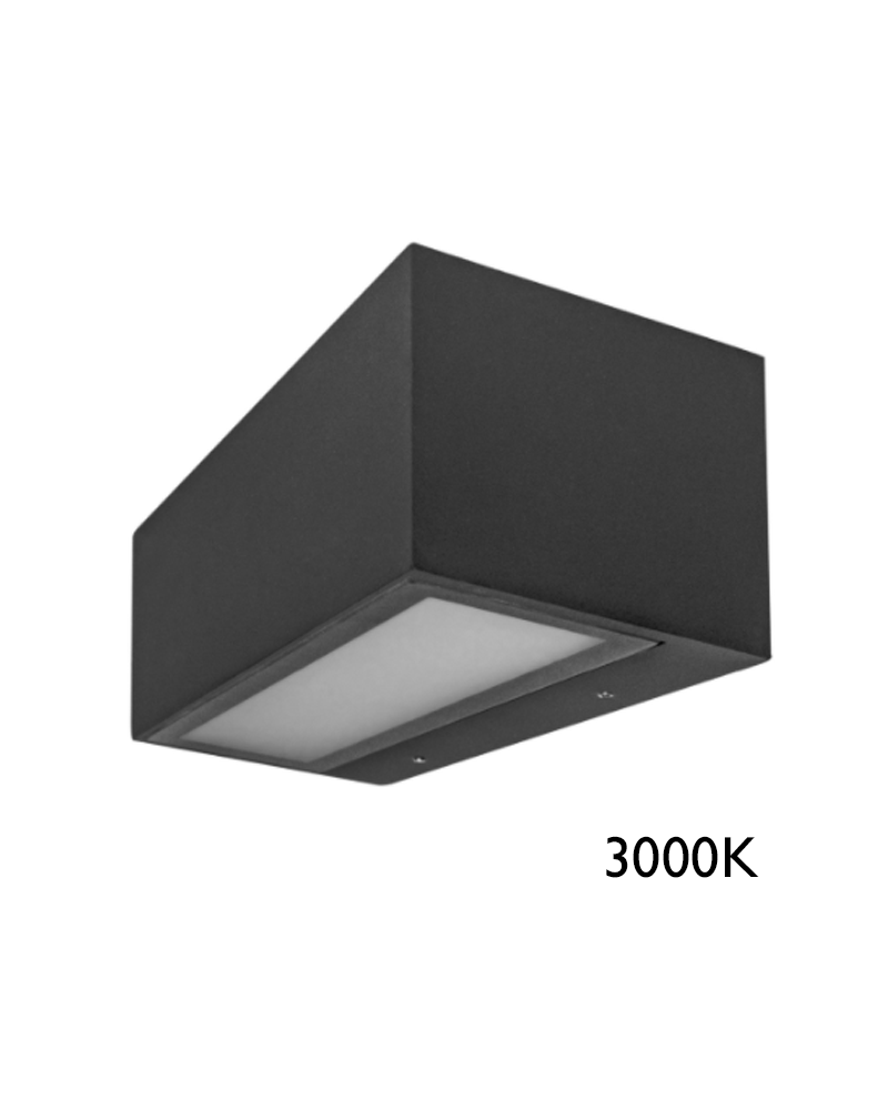 Rectangular wall light LED 15W very bright IP65 grey finish