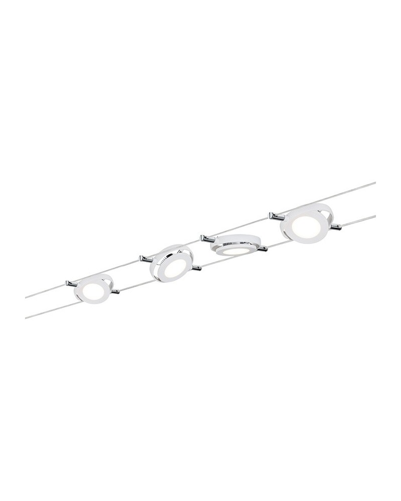 LED cable system 4x4W, RoundMac 230V / 12V DC matt white