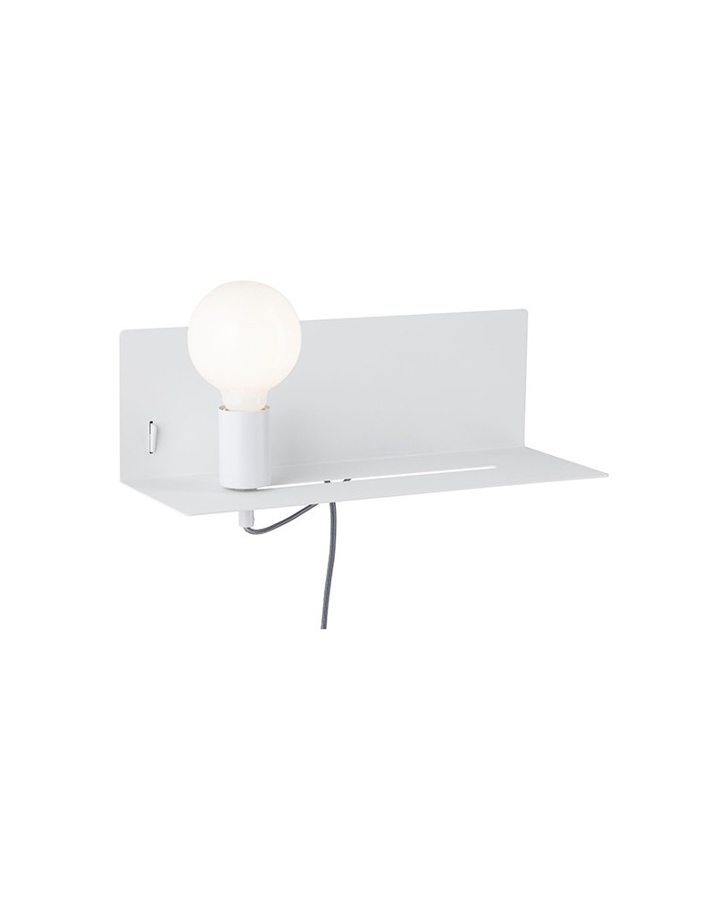 Metal wall light with shelf 40W E27 with USB mobile charger