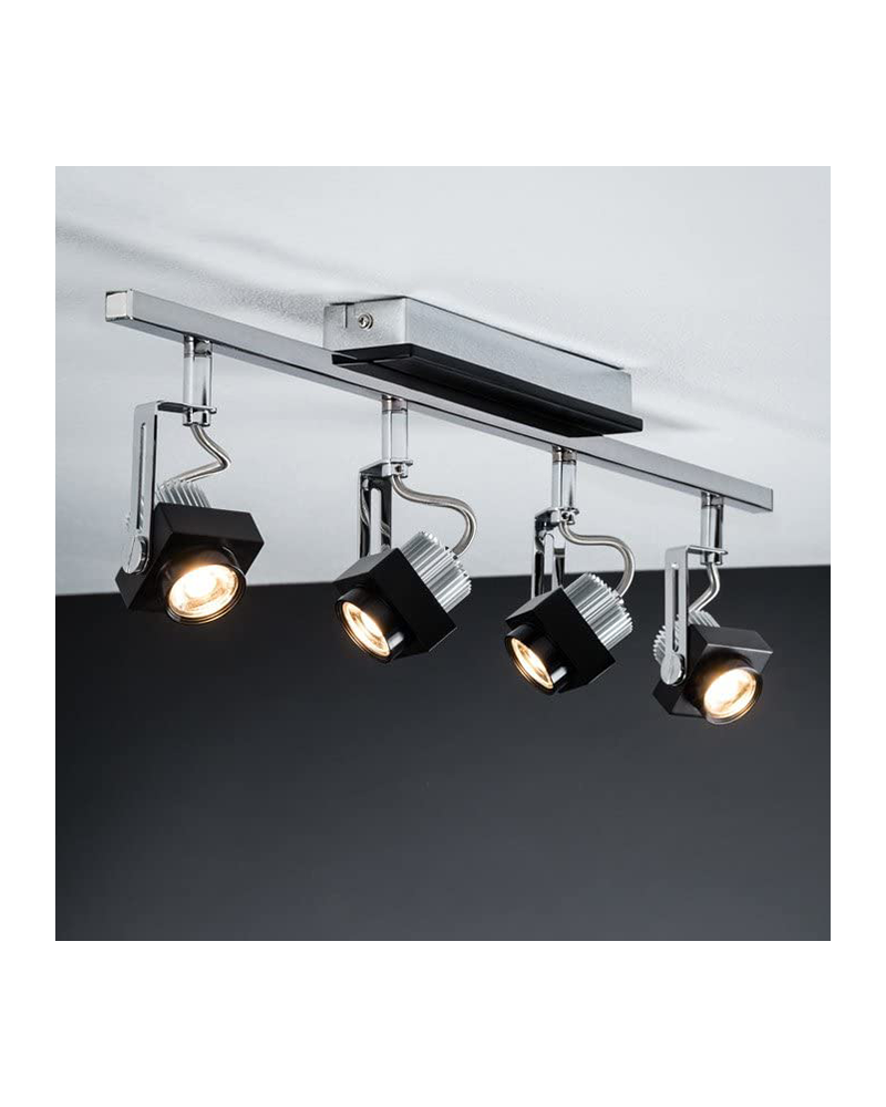 Batten finished in chrome and black modern design 4x20W LED 2700k