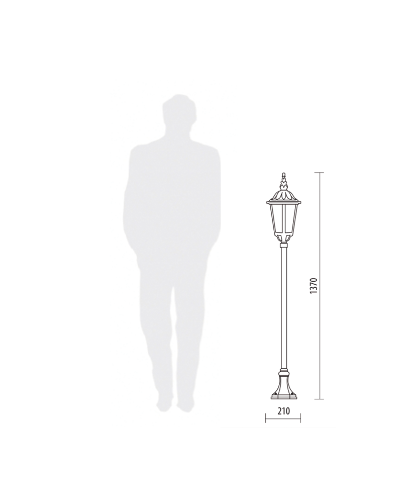 Beacon lamppost IP44 E27 high 137x21cms material resistant to corrosion ...