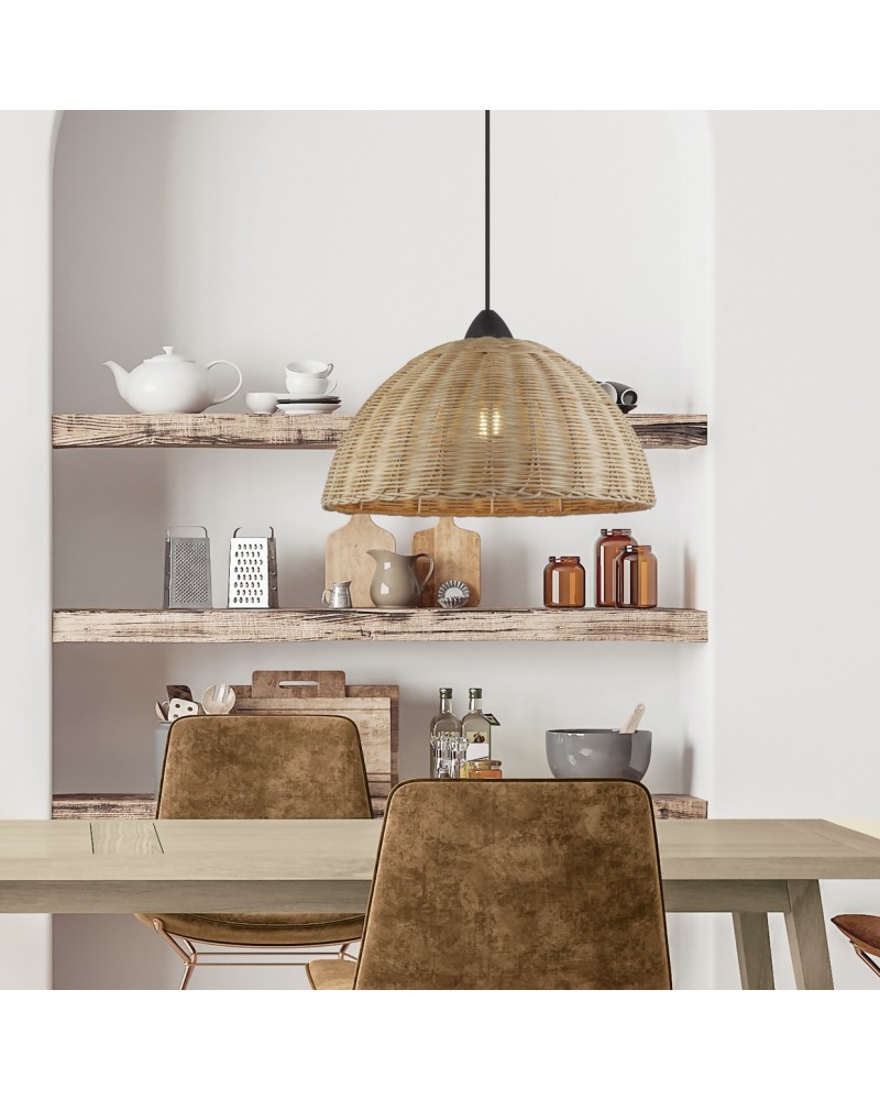 60W E27 40cm wicker semi-sphere ceiling lamp