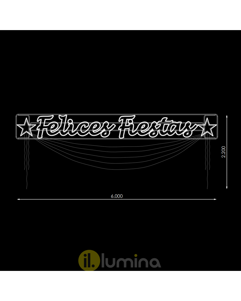 Poster FELIZ NAVIDAD 6 meters LEDs flashing cool white light and warm ...