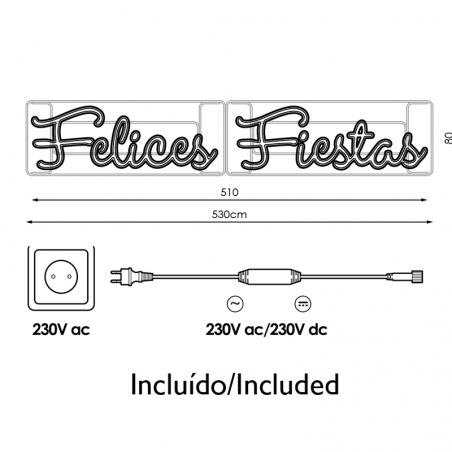 FELICES FIESTAS poster of 5.30 meters LEDs IP65 96W