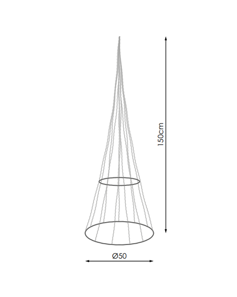 1.50 meter led cone with colored LEDs IP65 230V 18W