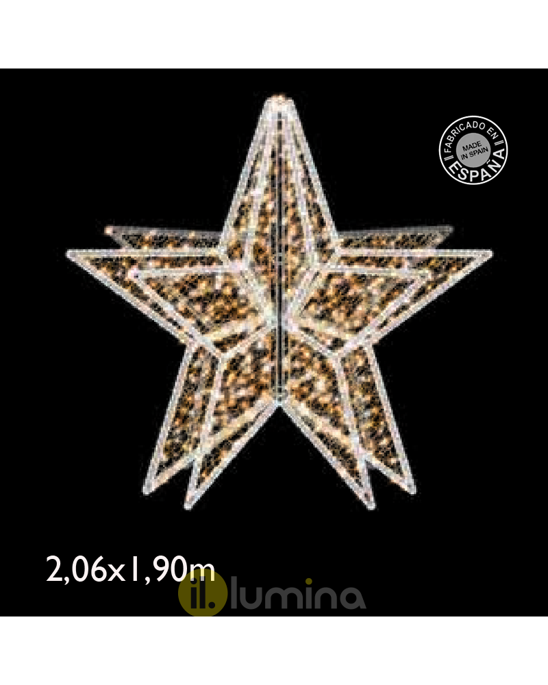 Estrella gigante 3D medidas 206x190 cm. Iluminado con luces leds con ...